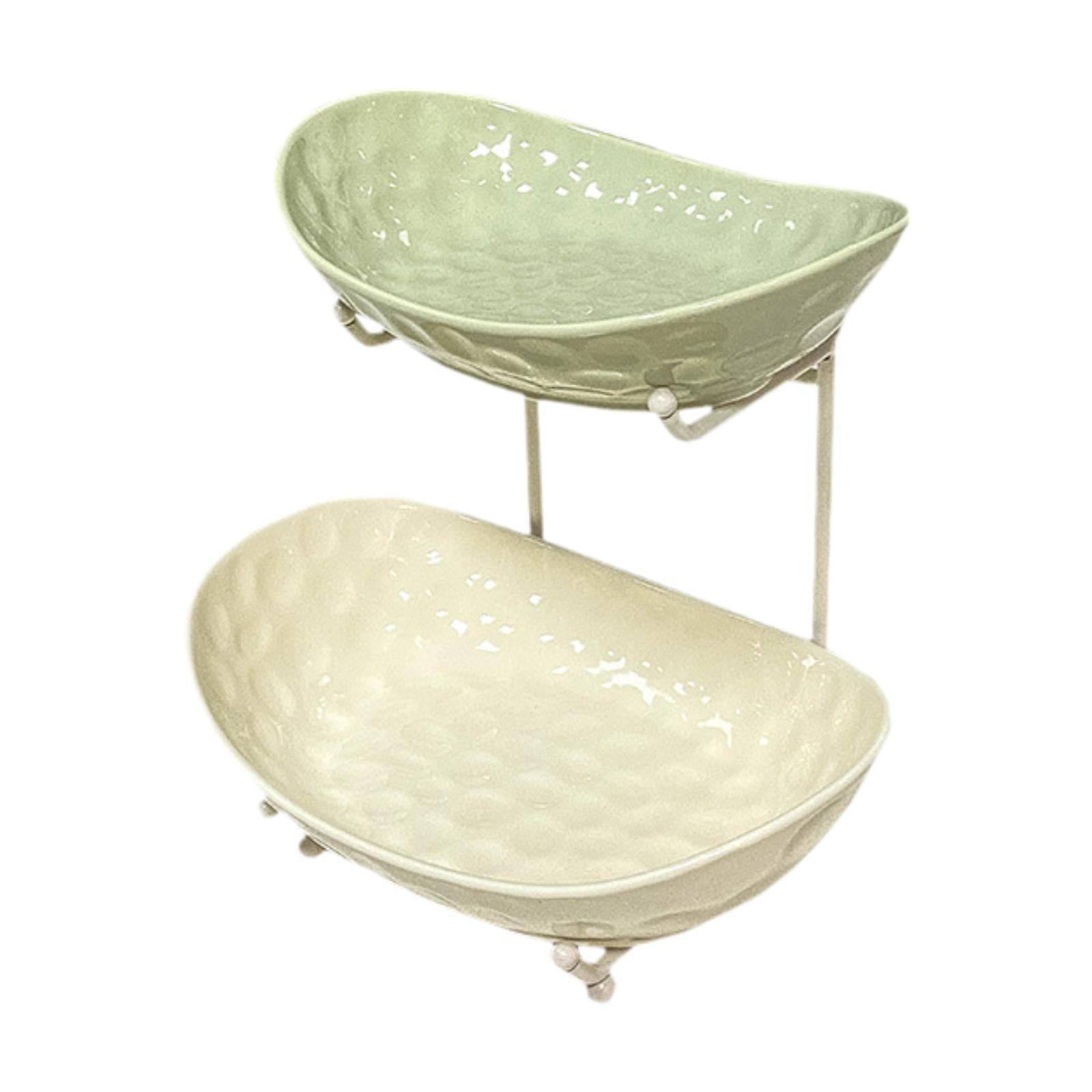 Frutero de cerámica de 2 niveles, moderno expositor de frutas multicapa ...