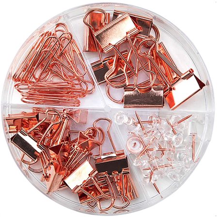 Paper Clips Binder Clips Push Pins Sets with Acrylic Box for Office ...