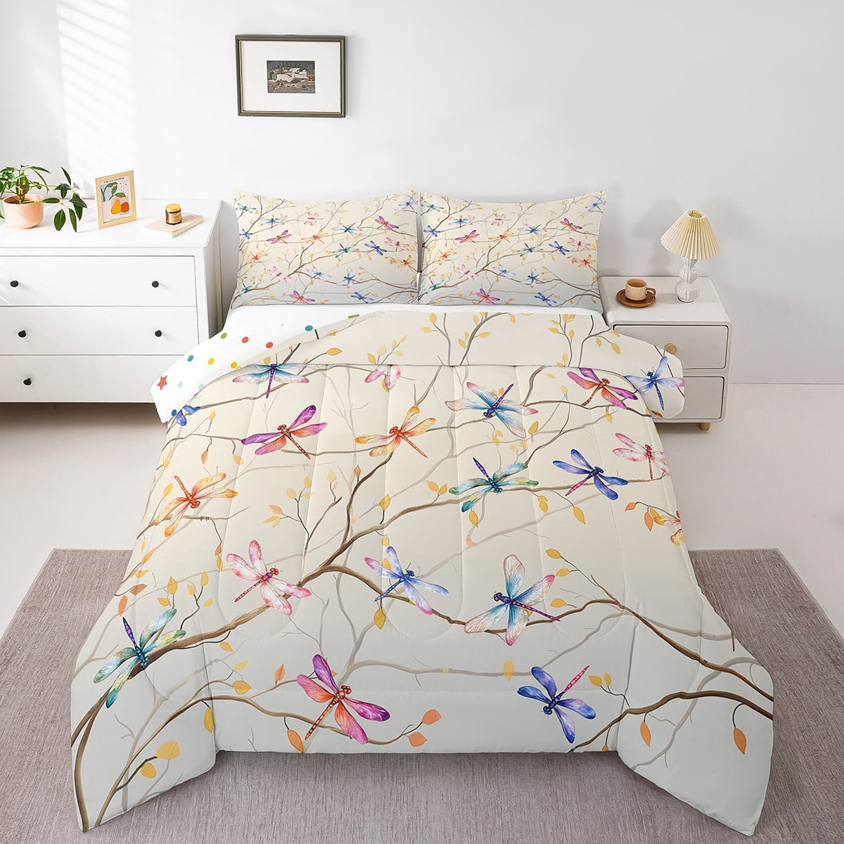 Erosebridal Rainbow Dragonfly Bedding Sets Queen with Comforter ...