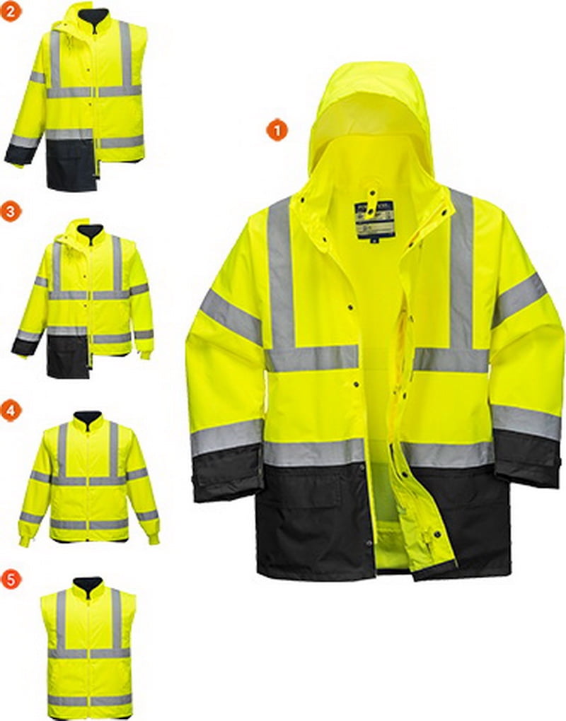 Portwest US768 Hi-Vis Executive 5-in-1 Reflective Safety Jacket Yellow ...