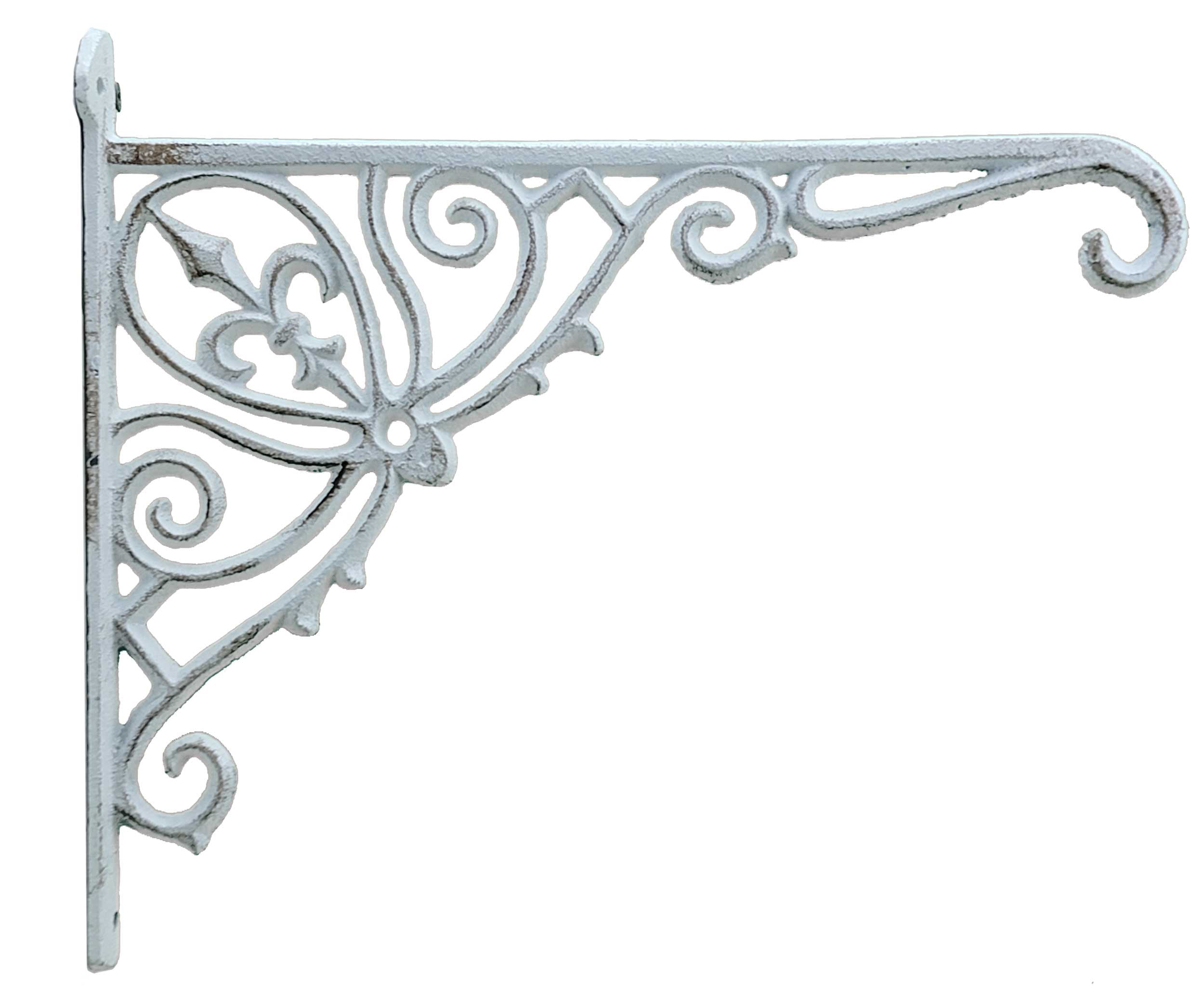 Plant Hanger Hook Ornate Fleur De Lis White Cast Iron 12" Deep by Flag ...