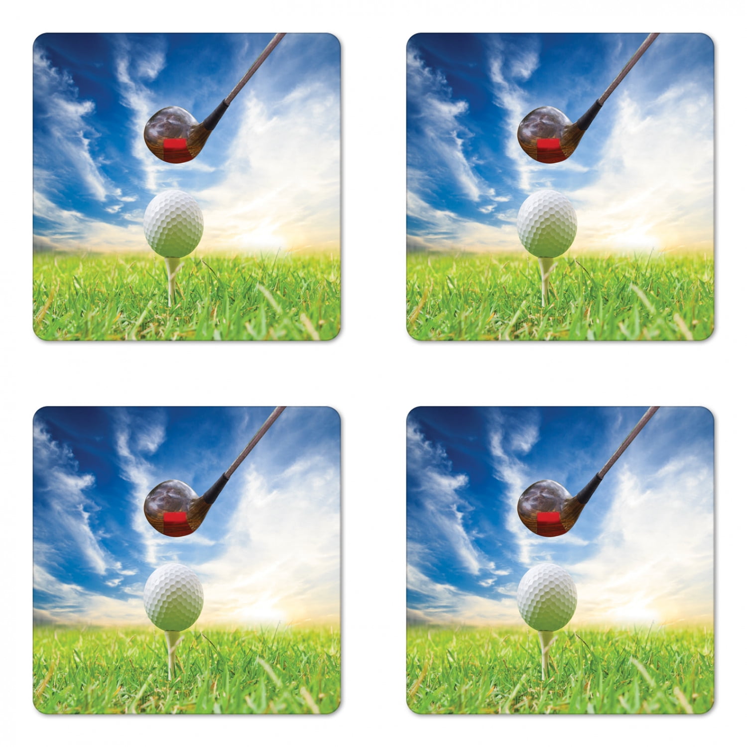 Sports Coaster Set of 4, Golf Club Themed Macro Photography Print of ...