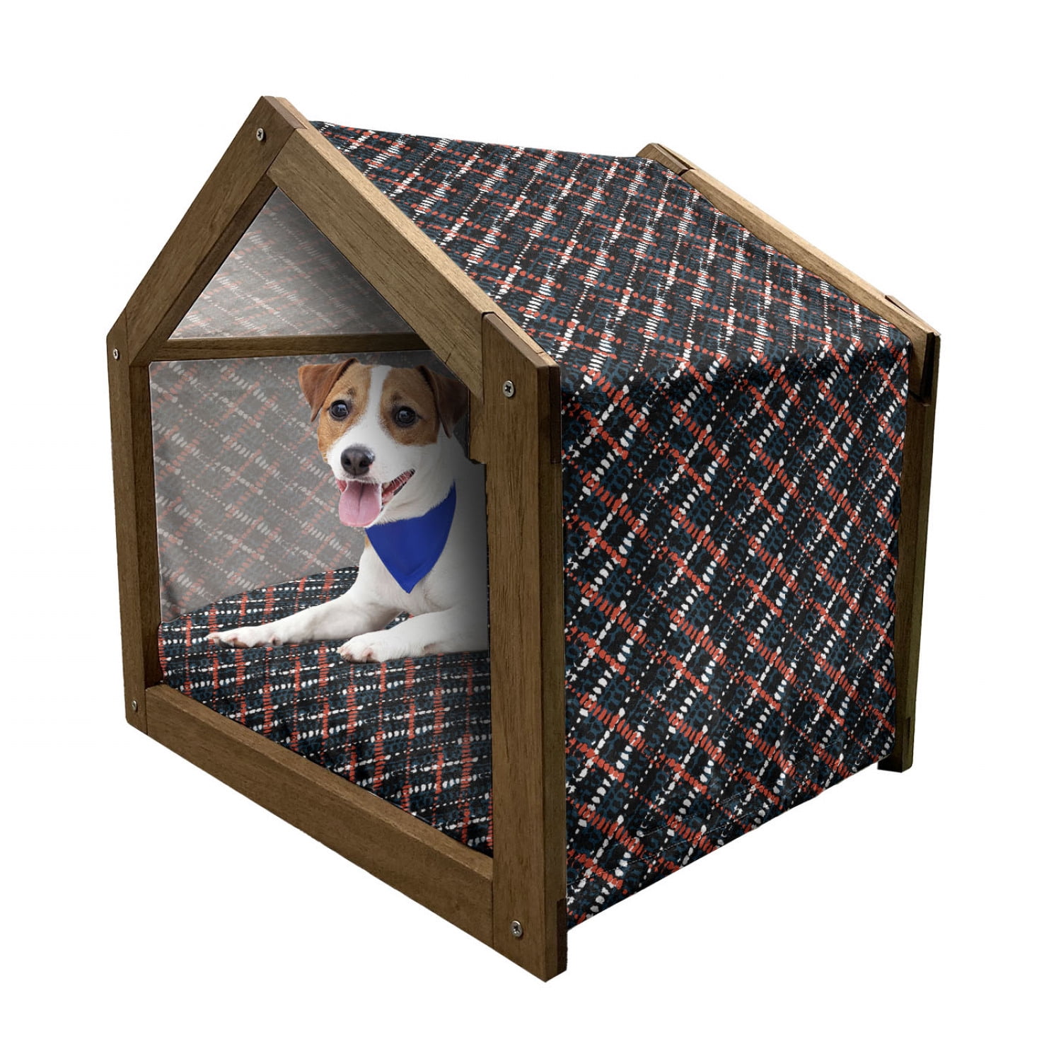 African Pet House, Grunge Pattern Plaid Style with Bohemian Influences ...