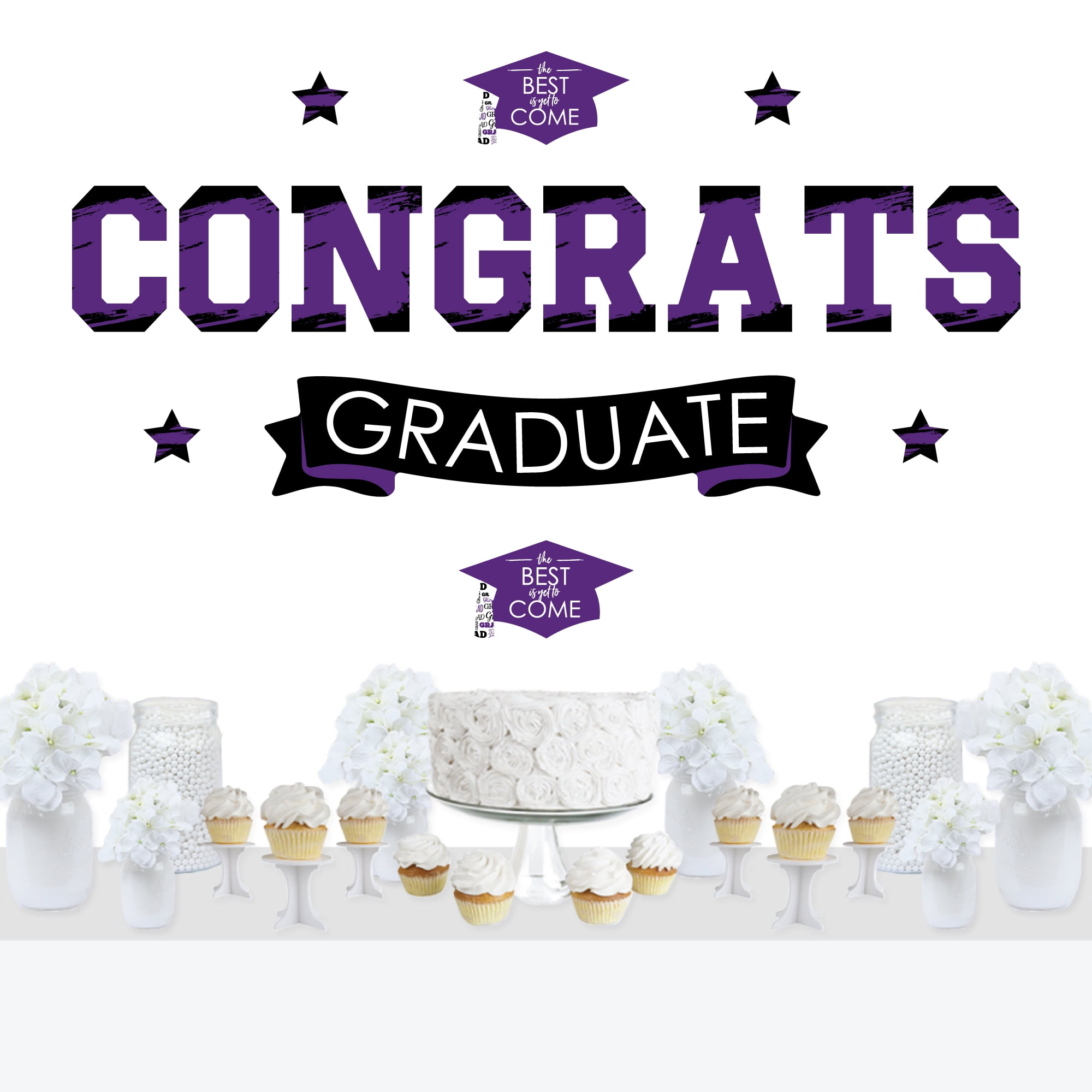 Big Dot of Happiness Purple Graduation Party Photo Backdrop - Wall ...