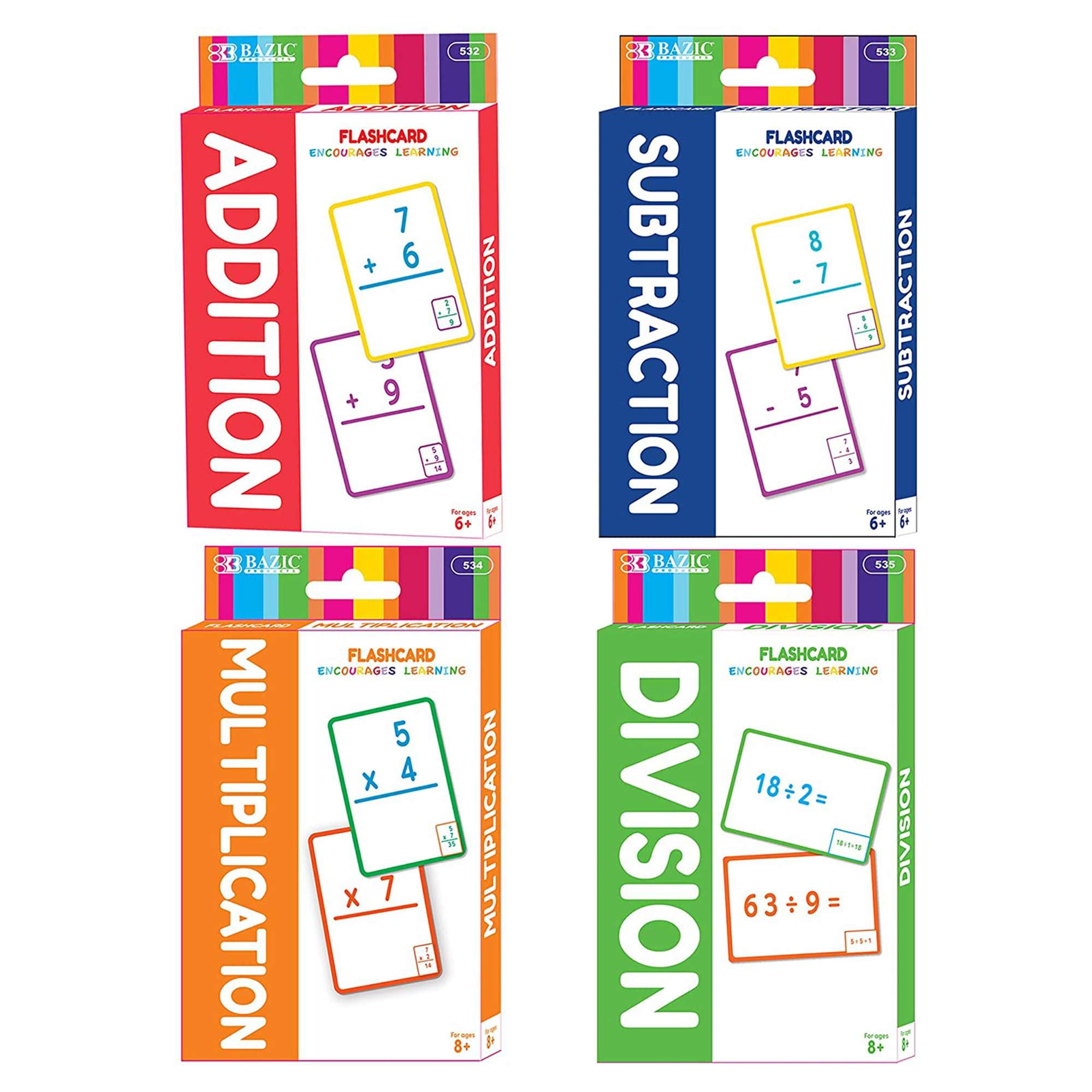 BAZIC Addition & Subtraction & Multiplication & Division Flash Cards ...