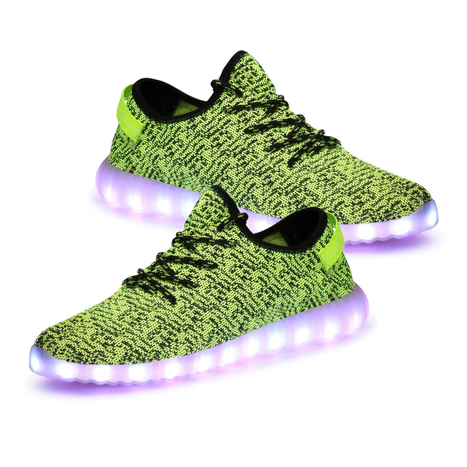LED Shoes Mens Womens USB Charging Light Up Shoes (Green Black, 12.5 ...