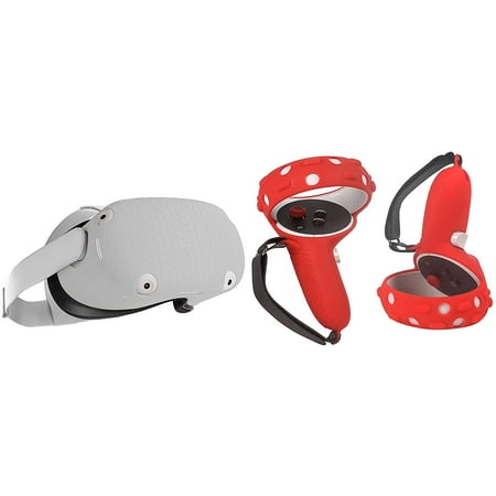 Red Touch Controller Grip Cover Bundle with White VR Shell Front Face ...