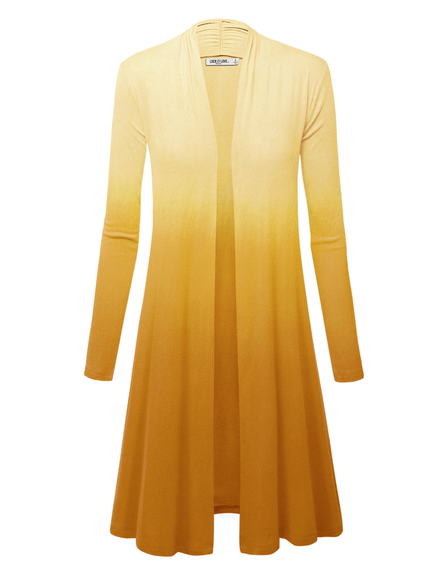 MBJ WSK1079 Womens Ombre Open Front Long Cardigan XL YELLOW - Walmart.com