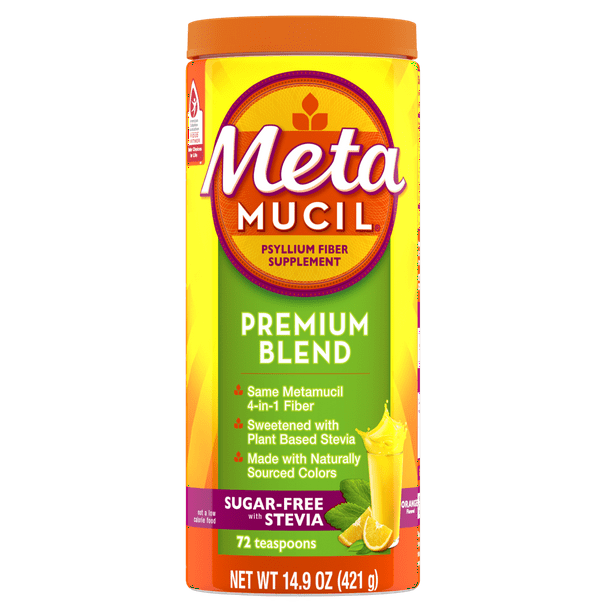 Metamucil Premium Blend Psyllium Fiber Powder Supplement Sugar Free With Stevia Natural