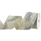 HOMEFORD Christmas Blueberry Branch Faux Linen Wired Ribbon, 2-1/2-inch ...