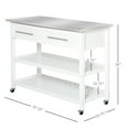 Kitchen Island with Stainless Steel Top, White Butcher Block Cart with ...