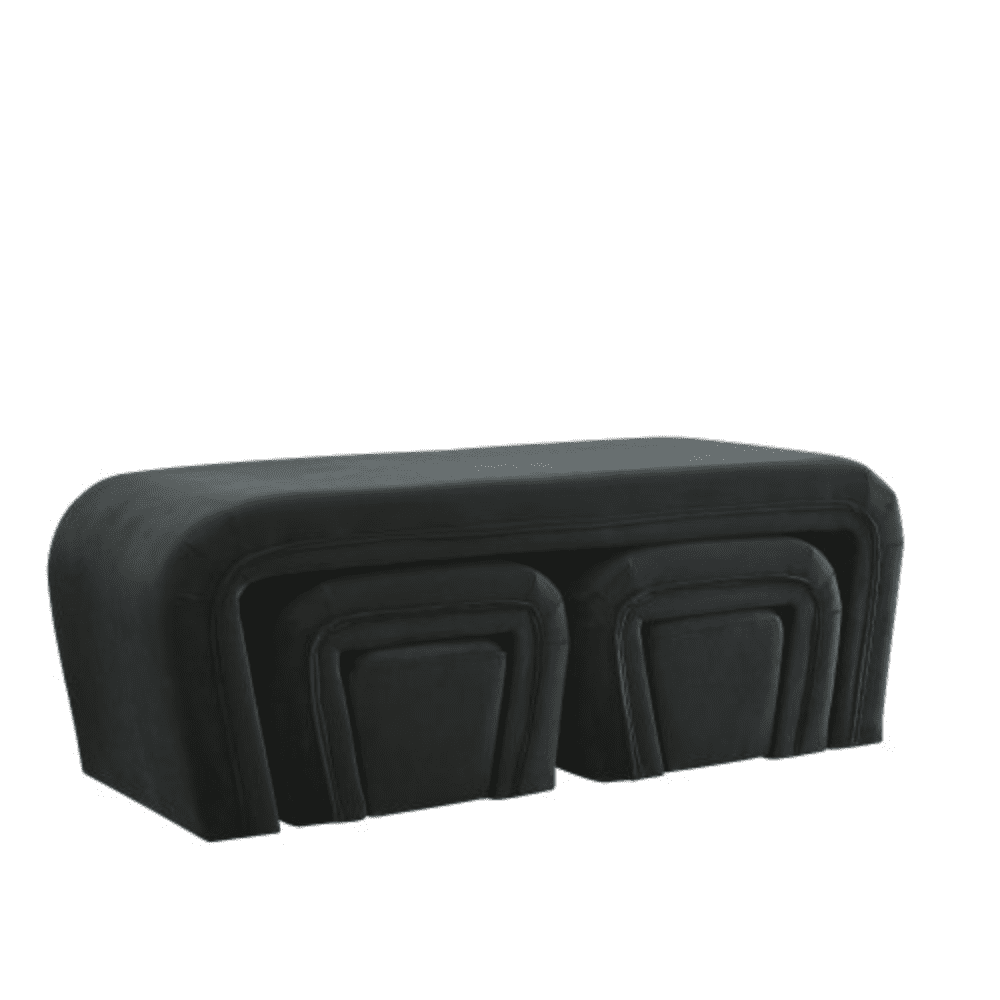 46" W Modern Contemporary Upholstered Nesting Bench, including Four ...