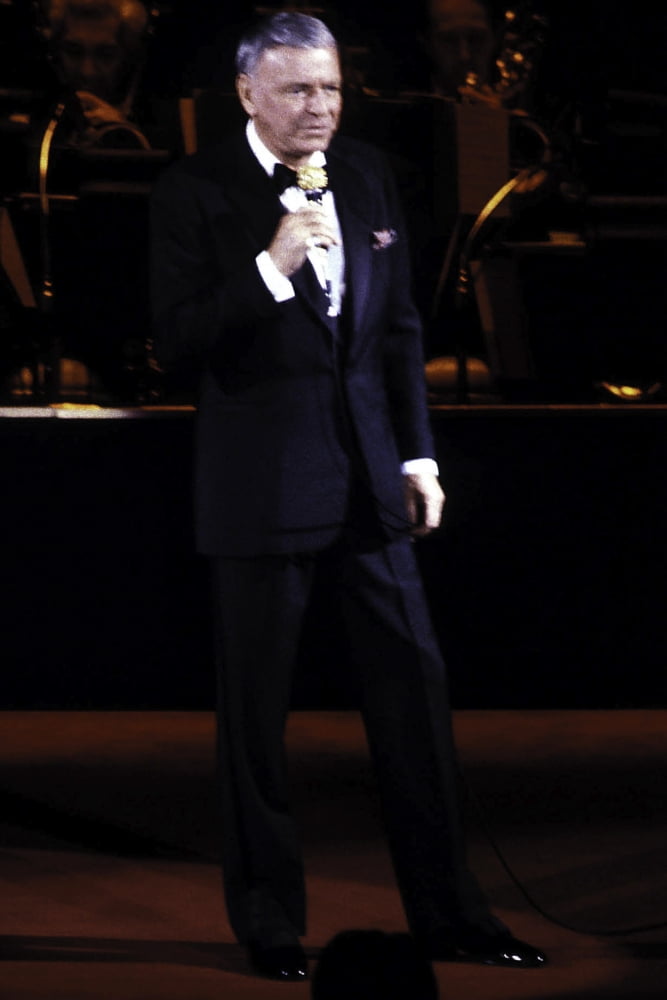 Frank Sinatra performing on stage at Radio City Music Hall in New York ...