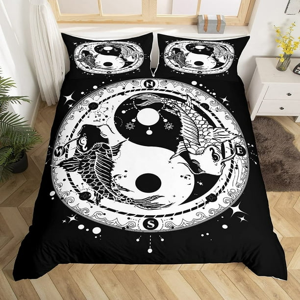 Yin Yang Duvet Cover Boho Trippy Art Bedding Set for Kids Boys Girls ...