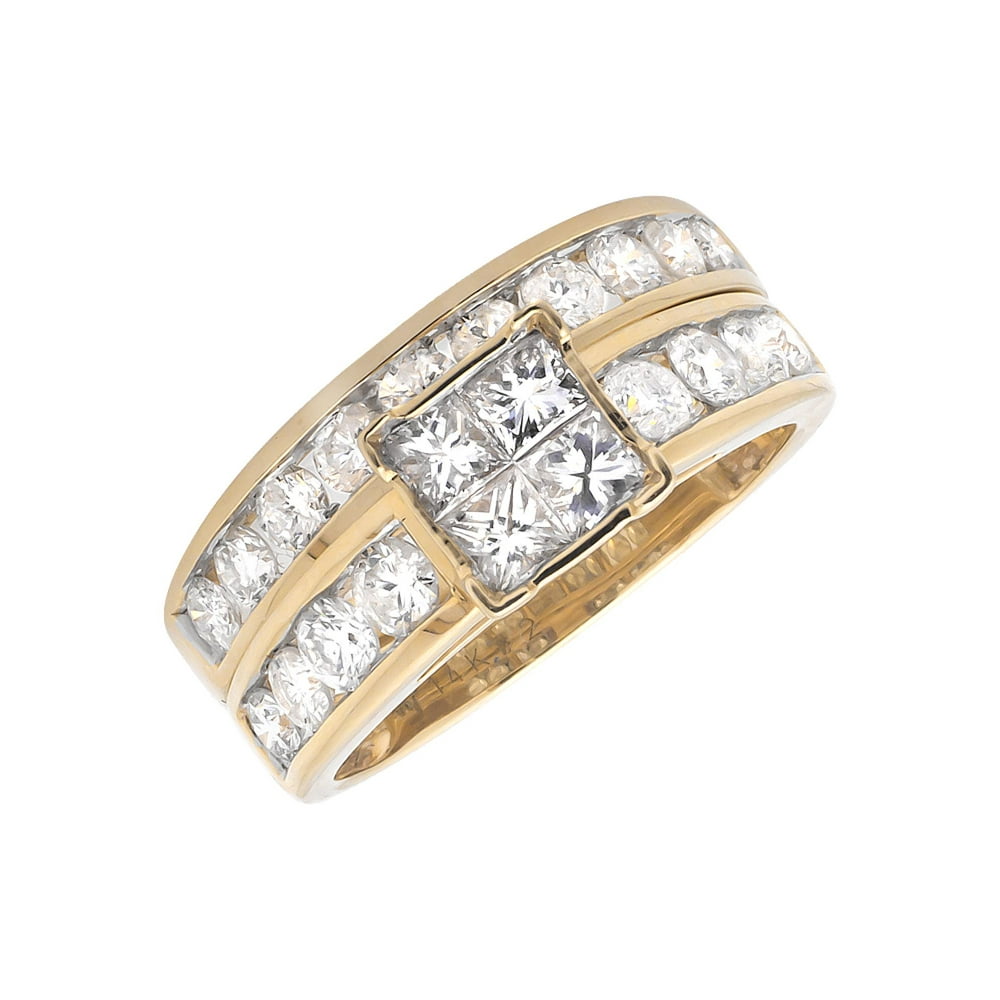 Jewelry Unlimited - 14k Yellow Gold Invisible-Set Princess Real Diamond ...