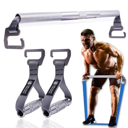 J Bryant Fitness Resistance Band Exercise Bar with Handles Large Hook ...
