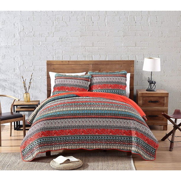 Chezmoi Collection Odette Boho Chic Bohemian 100% Cotton Quilt Set ...