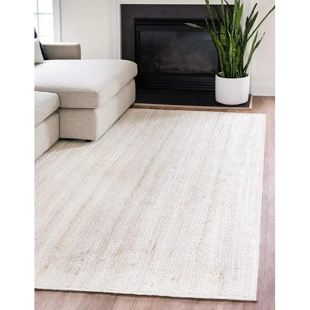 Agro Richer White Dye Rectangle Jute Area Rugs for Living, Carpet for ...