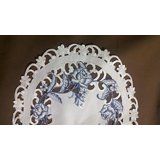 Doily Boutique Table Runner Embroidered with Blue Roses on Bleached ...