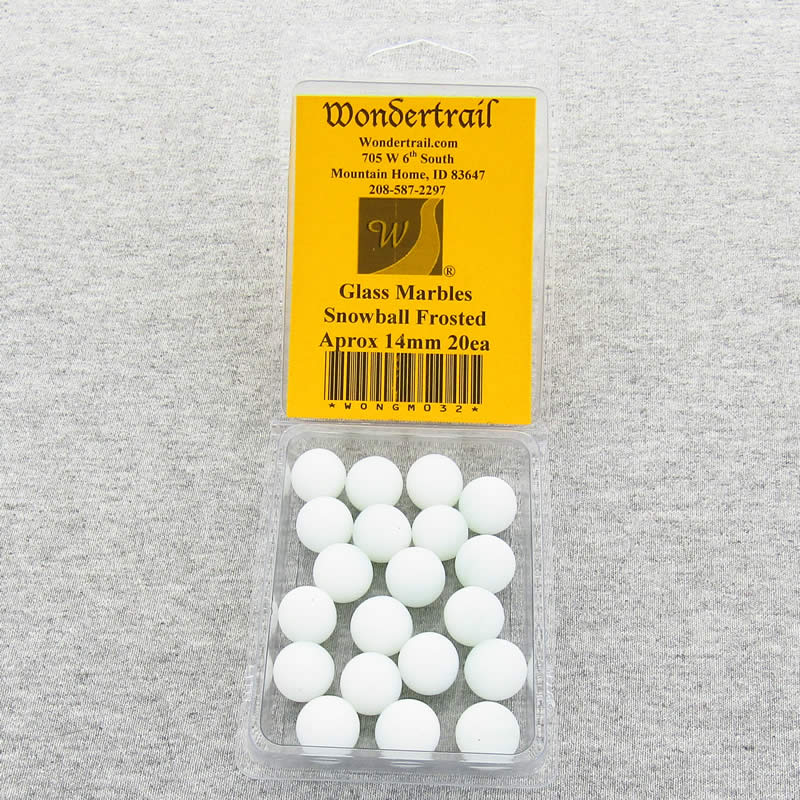 Snowball Frosted Marbels 14mm Glass Marbles Pack of 20 Wondertrail ...