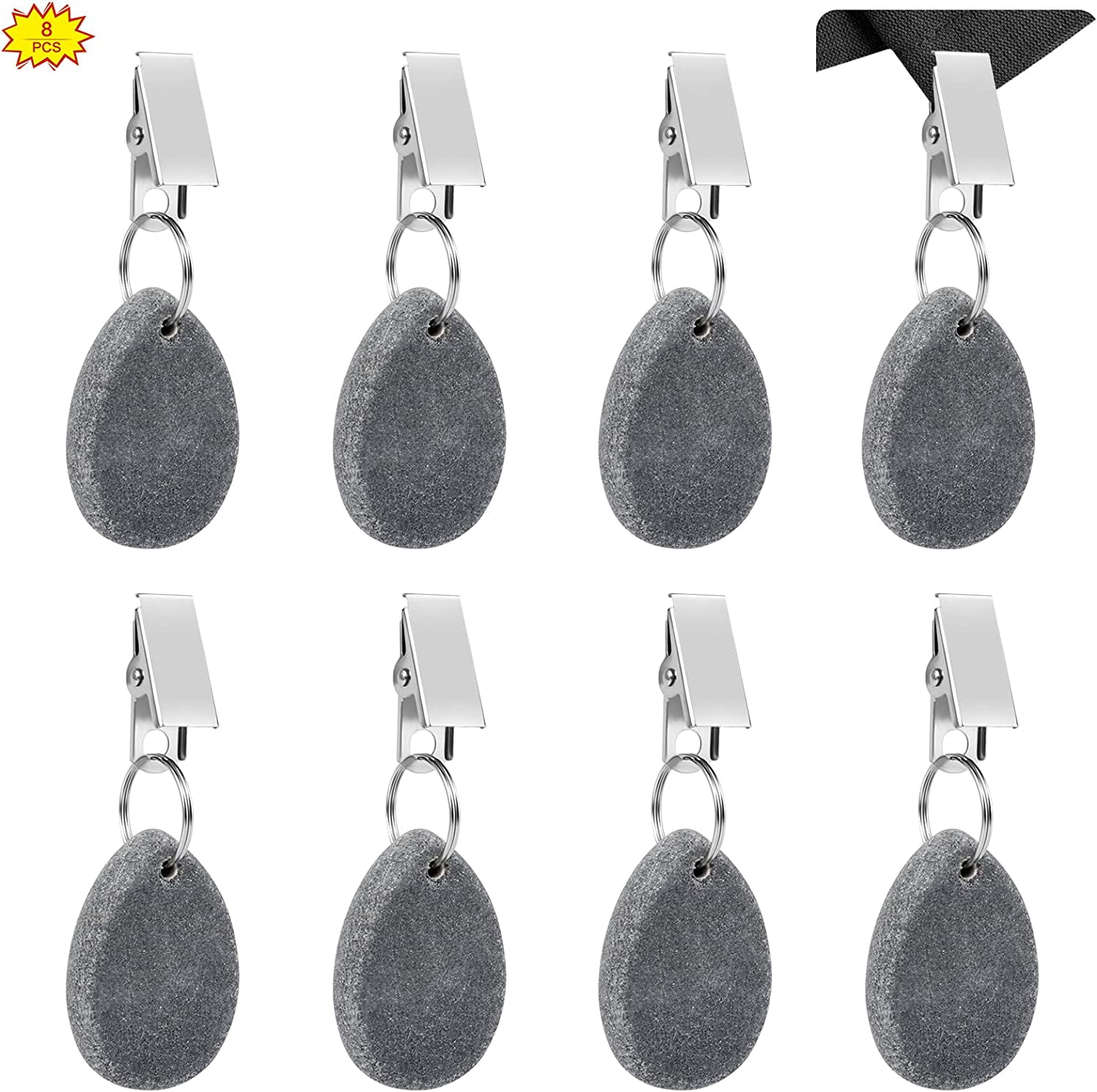 8 Pcs Marble Tablecloth Weights,with Stainless Steel Clip for Picnic ...