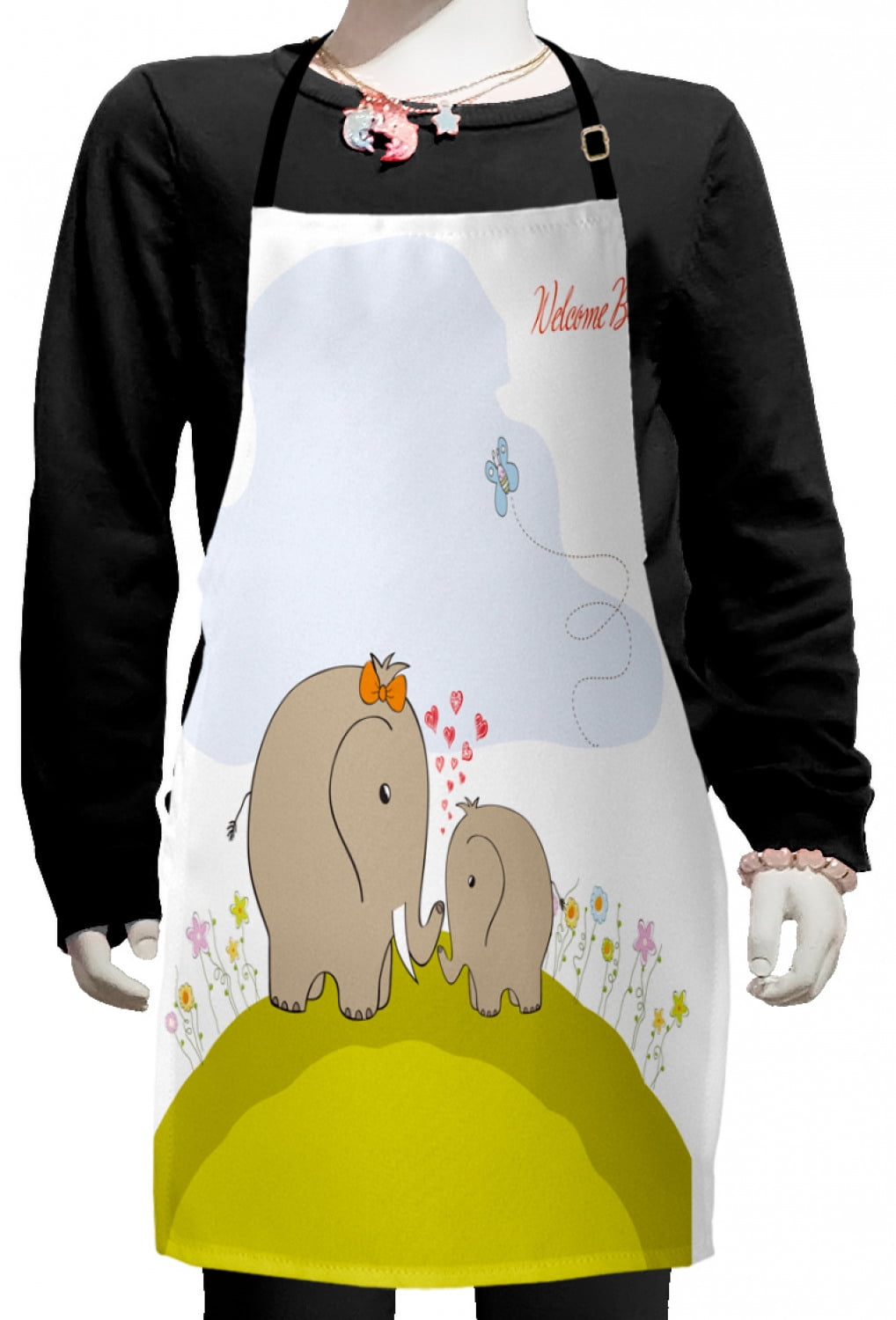 Nursery Kids Apron, Baby Shower Inspired with Mother Baby Elephant Love ...