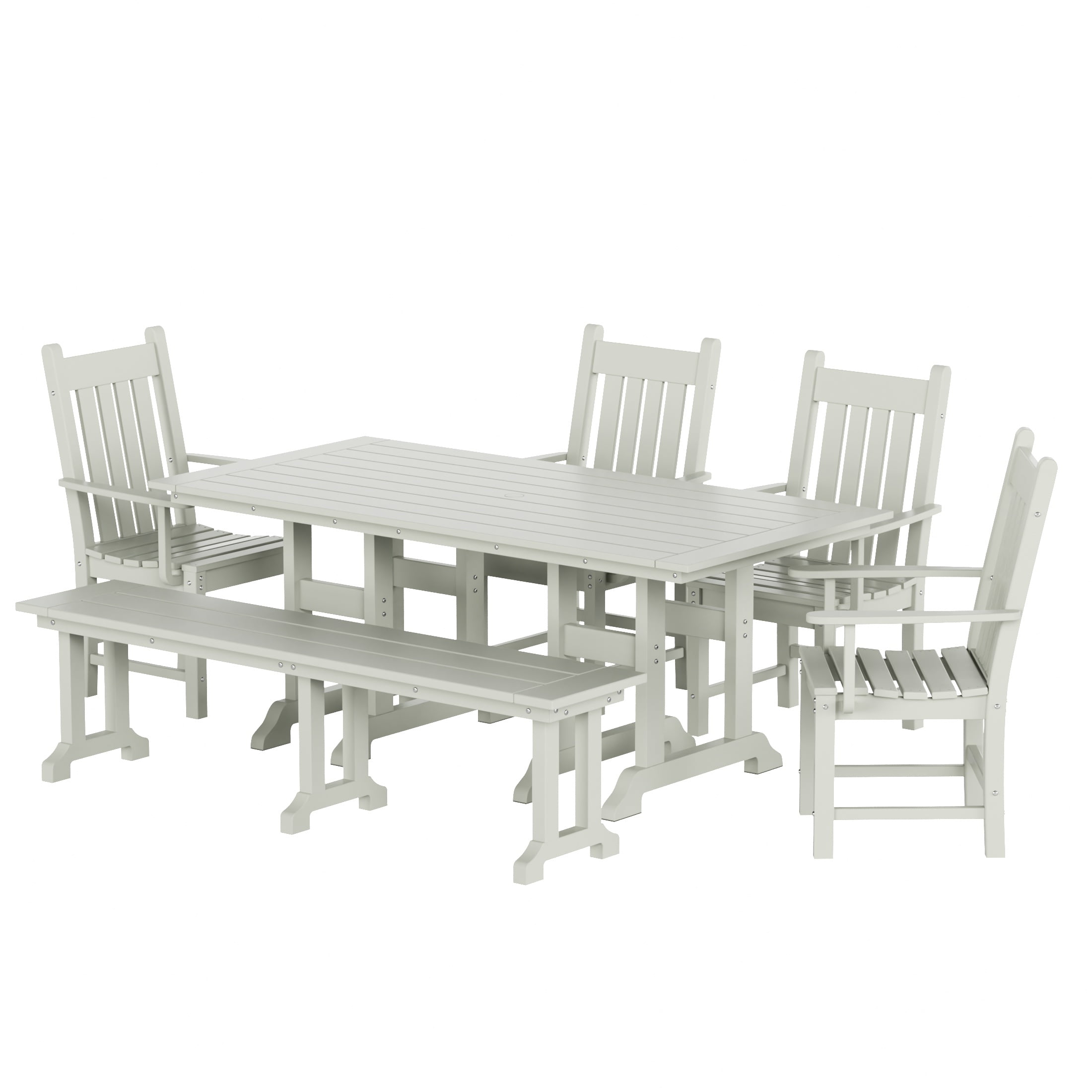 WestinTrends Malibu 6 Piece Patio Dining Set with Bench, All Weather ...