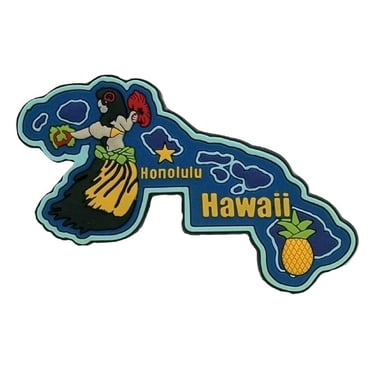 Hawaii State Map and Landmarks Collage Fridge Souvenir Collectible ...