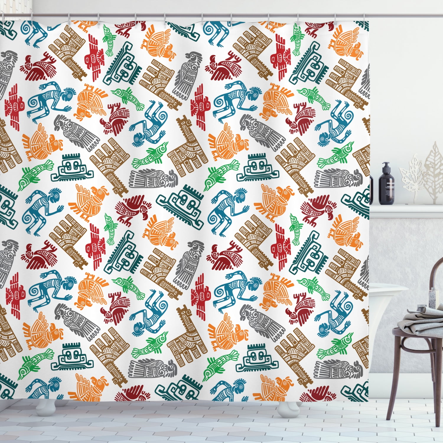 Ambesonne Tribal Shower Curtain, Mayan and Aztec, 69"Wx84"L, Multicolor ...