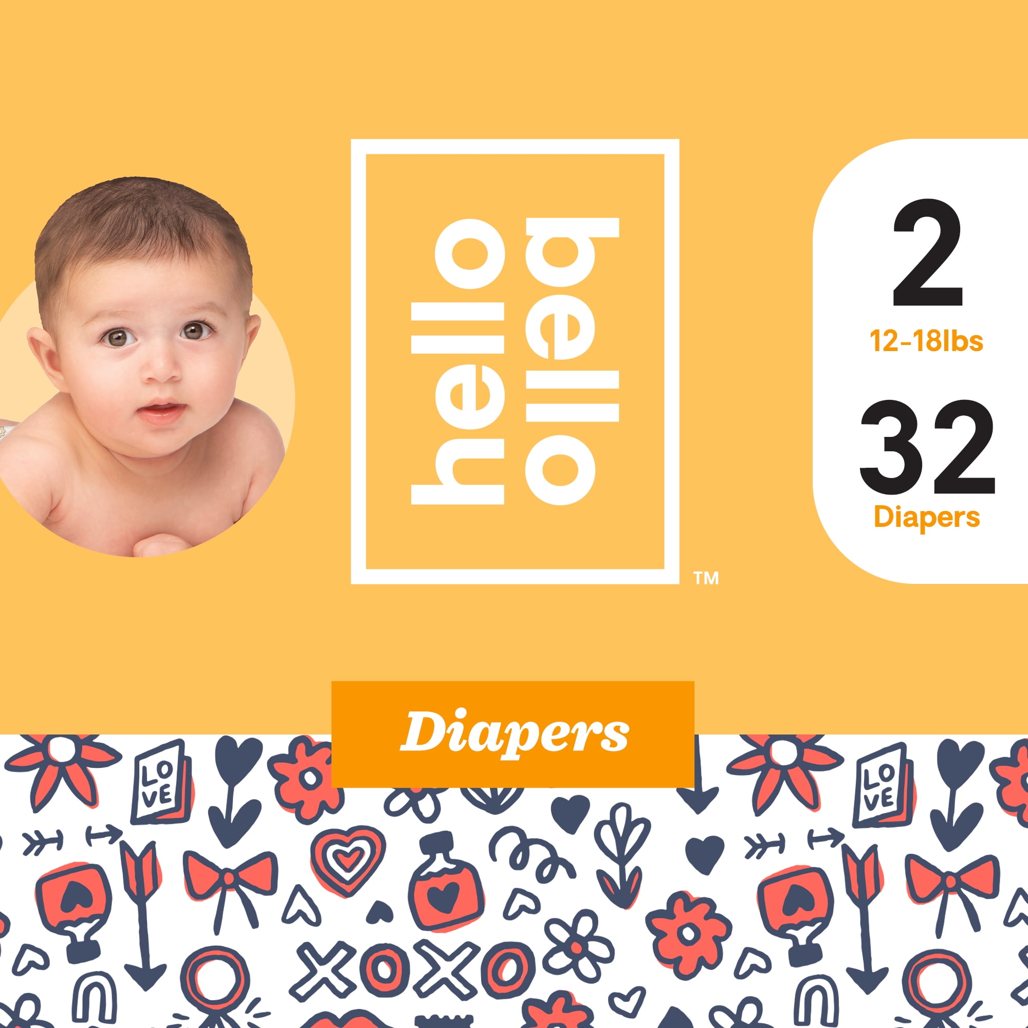 Hello Bello Diapers - Lovebirds - Size 2 (32ct) - Walmart.com