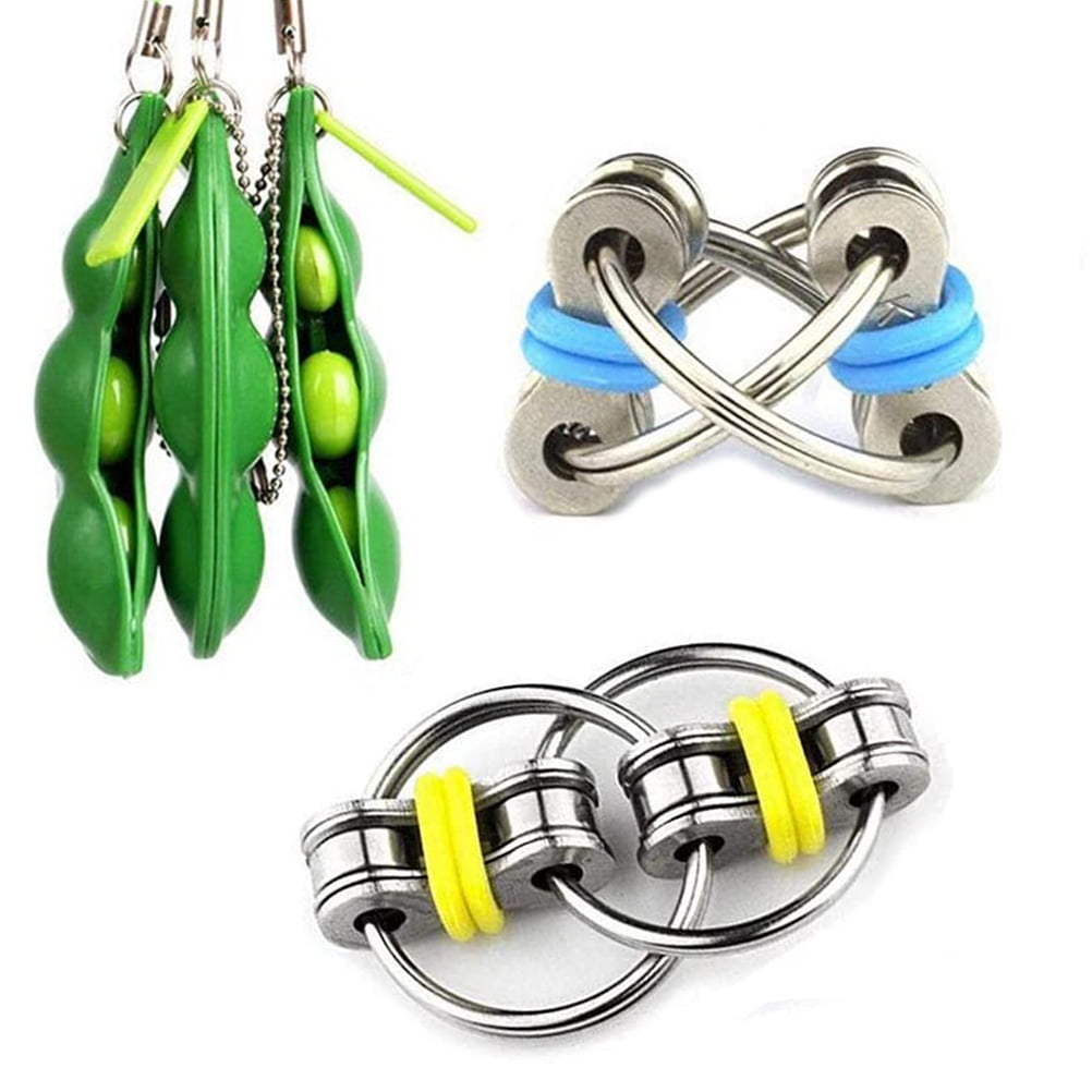 5 uds Fidget Bean Toys Squeeze Bean Fidget Toy Flippy Chain estrés ...
