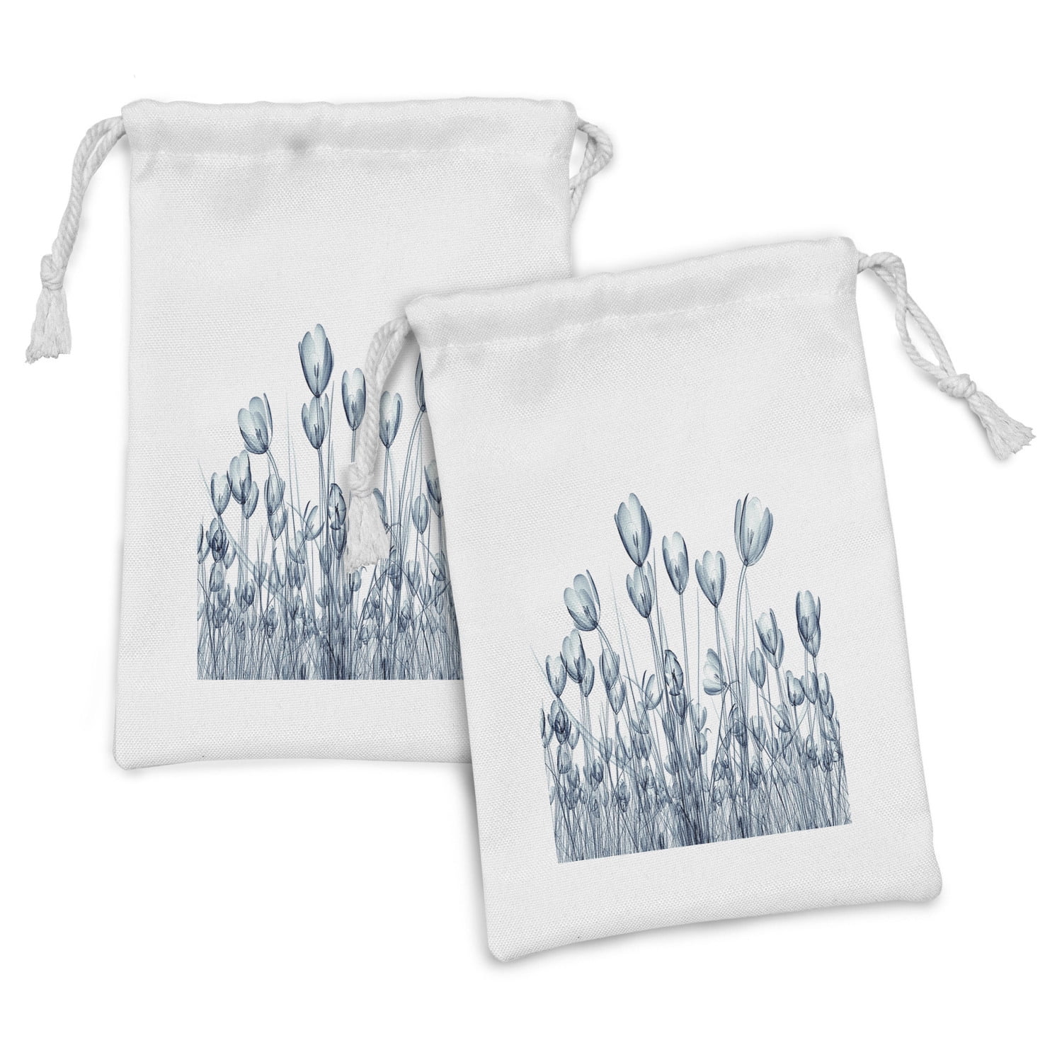 Xray Flowers Fabric Pouch Set of 2, Crocus Flowers Field Radiography ...