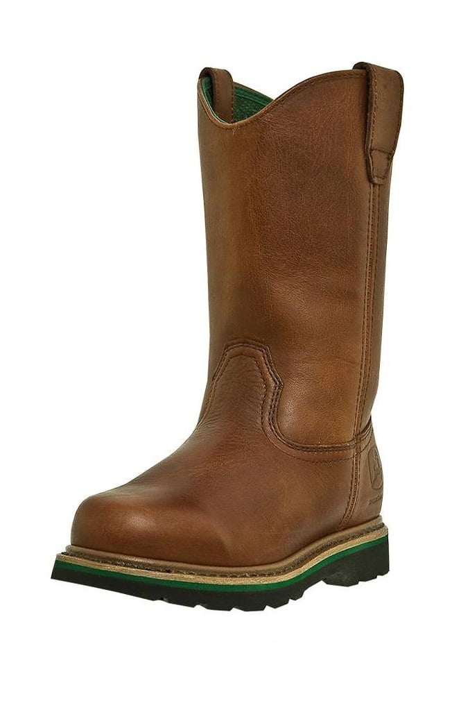John Deere Work Boots Mens Western Leather Steel Toe Walnut JD4393 ...