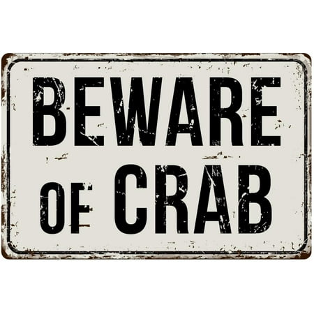 Deerts 231VS Beware of Crab 8" x 12" Vintage Aluminum Retro Metal Sign ...