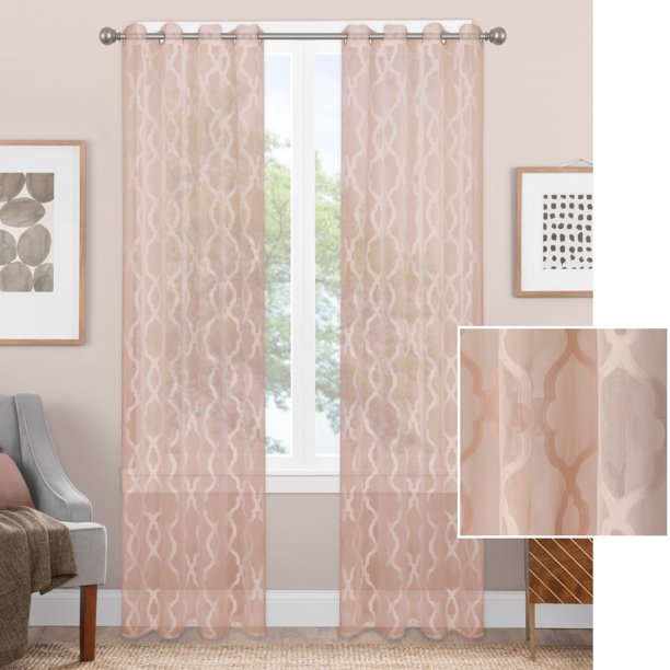 Better Homes & Gardens Sheer Lattice Ogee Window Curtain Panel ...