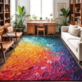 Bright Petals Washable Area Rugs 4'x6', Abstract Colored Petals Swirls ...