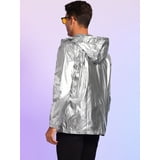 Unique Bargains Men's Metallic Solid Zipper Holographic Hooded ...