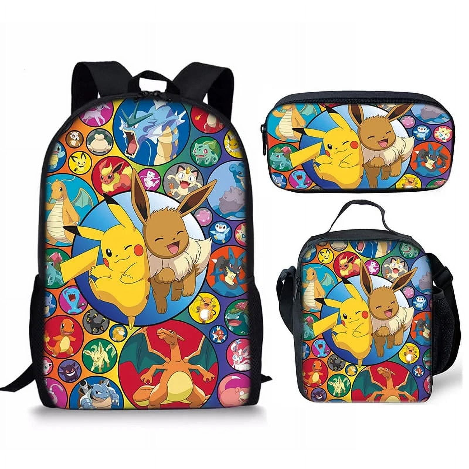 MINISO Pokemon Pikachu Anime 3Pcs/Set Backpack Student School Shoulder ...
