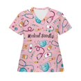 Binienty Nursing Shirt with Medical Doodle Pattern, V Neck Scrub Top ...