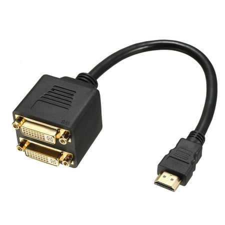 HDMI to DVI Splitter Cable 1 Male to 2 Female 24+5 Dual Link Y Video ...