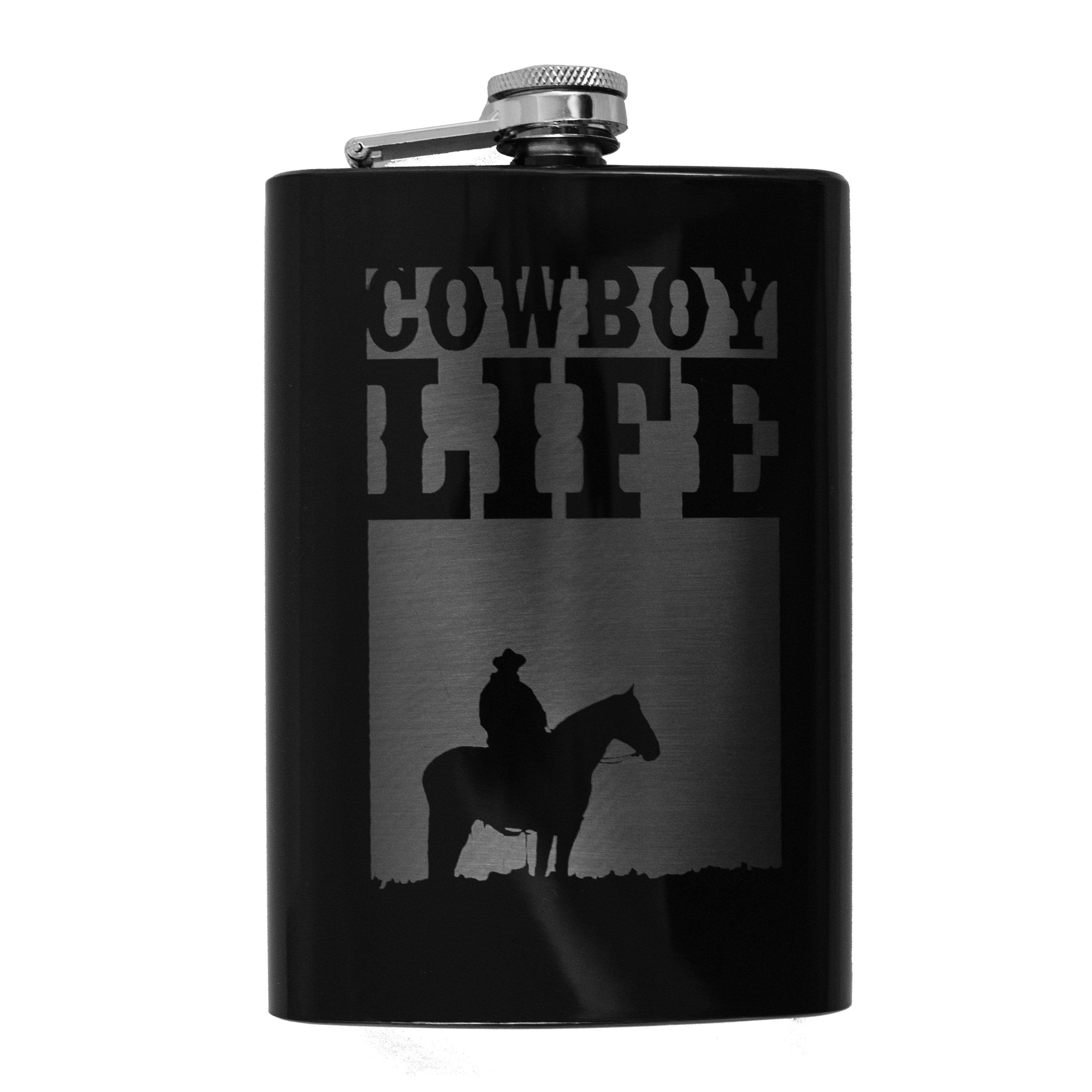 8oz BLACK Cowboy Life Flask L1 - Walmart.com