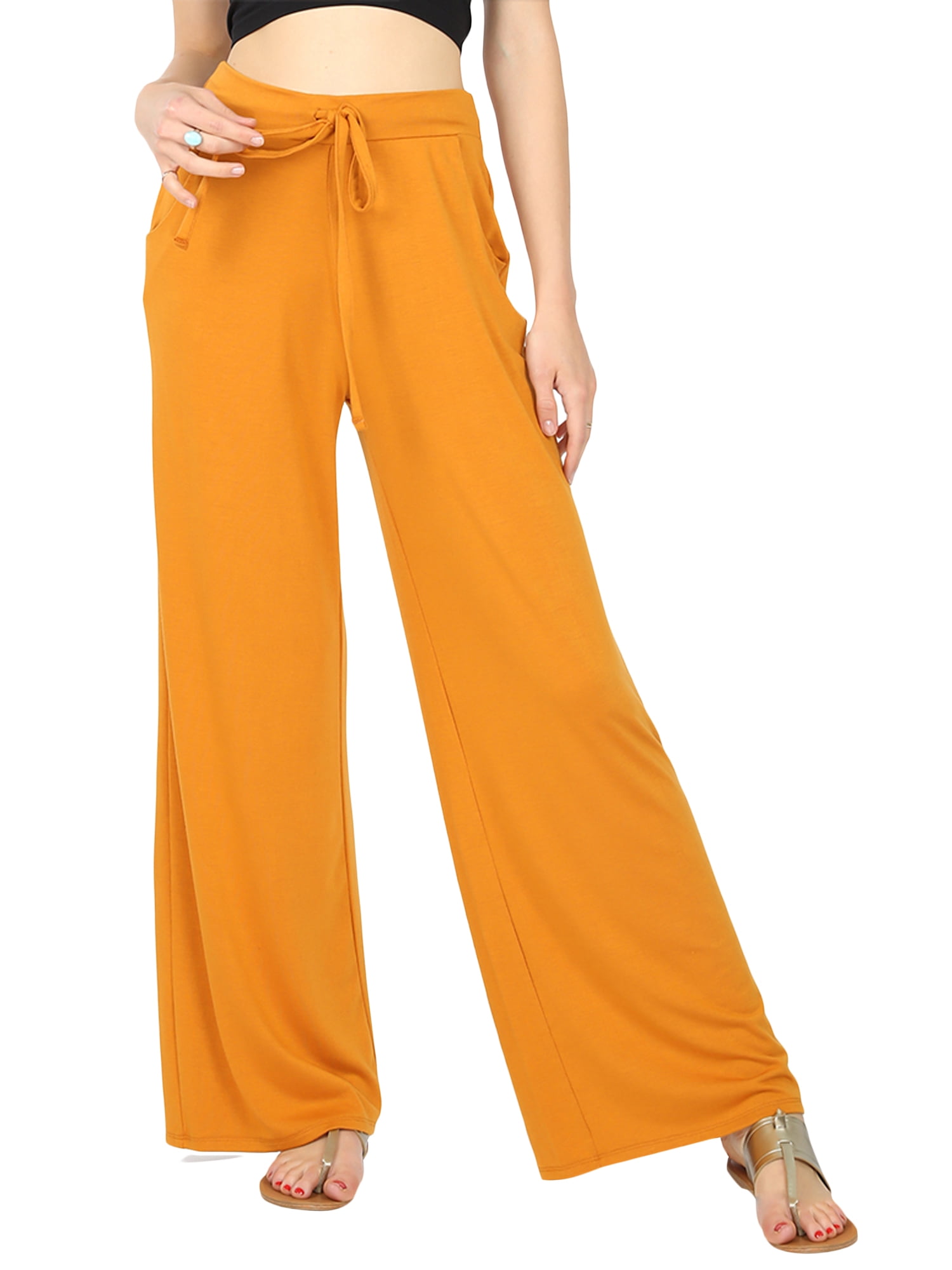 Womens And Plus Comfy Stretch Solid Drawstring Wide Leg Palazzo Lounge