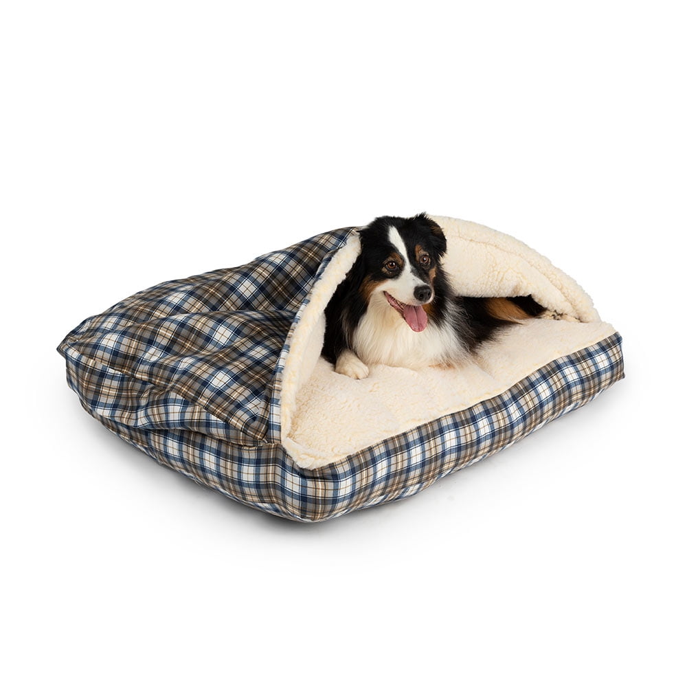 Snoozer Rectangle Cozy Cave Dog Bed, Medium - Blue Plaid - Walmart.com