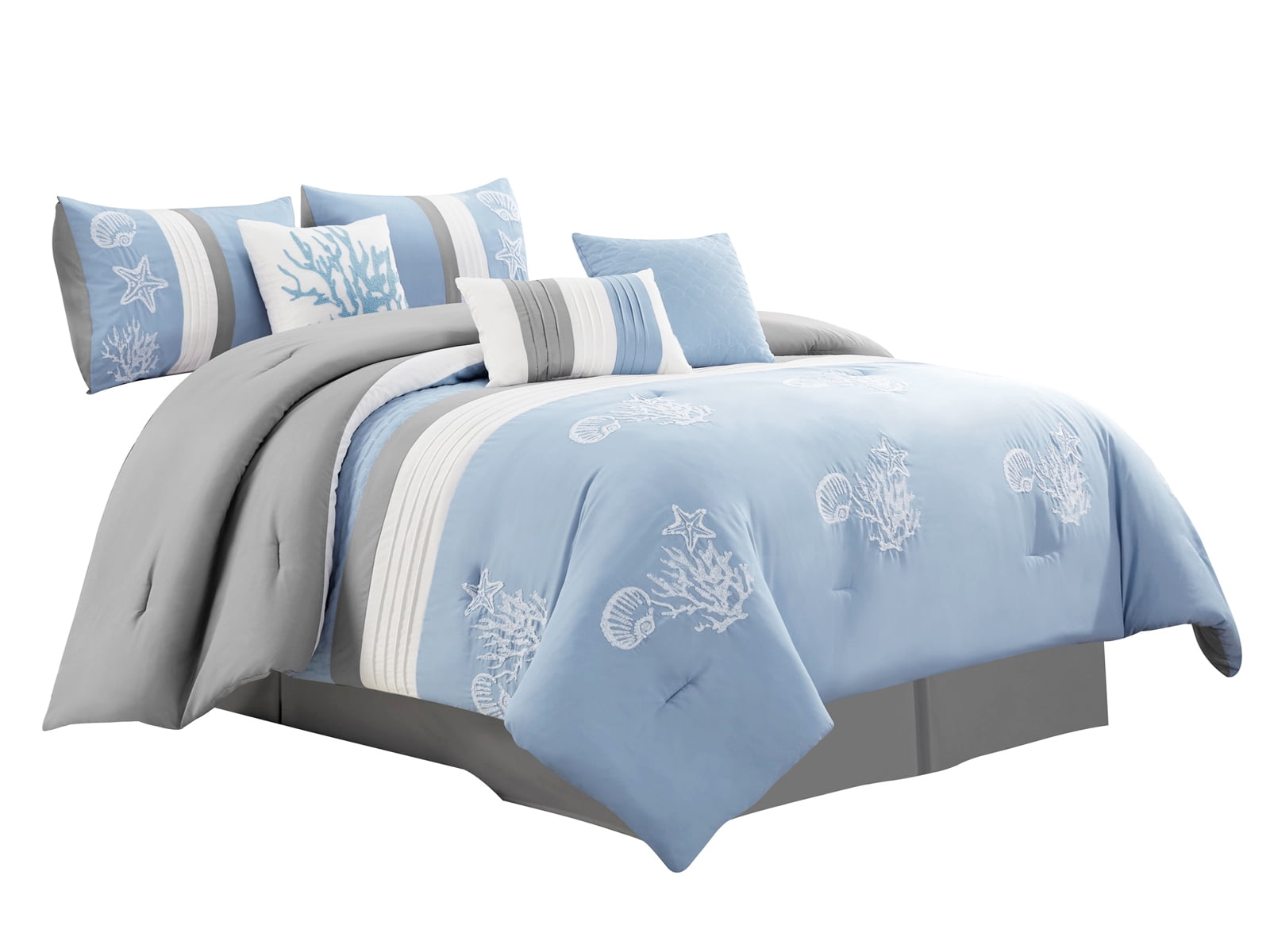 7-Piece Aquata Comforter Set Bedding|Coral Reef Starfish Seashell ...