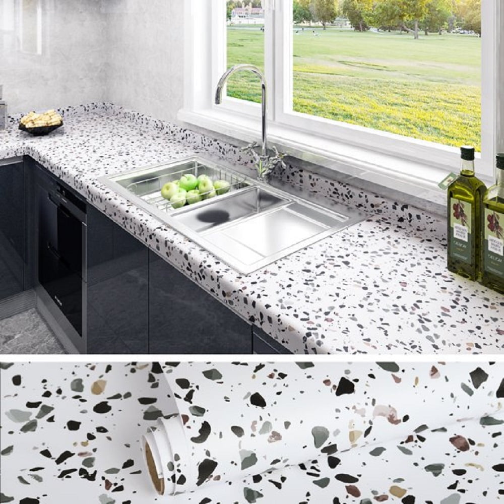 VEELIKE 15.7''x354'' Thick Terrazzo Contact Paper for Countertops ...