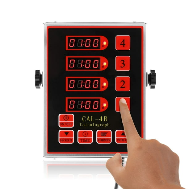 BEAMNOVA 4 Channel Digital Kitchen Timer Cooking Loud Alarm Stainless Steel Clock Hours and ...