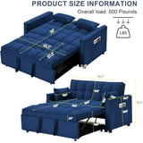 DEALTOPS Loveseat Sleeper Sofa Bed, Pull-Out Couch - Full Size Blue ...