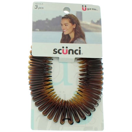 scunci Stretch Hair Combs, Tortoise, White, Black, 3 Colors, 2 Packs ...