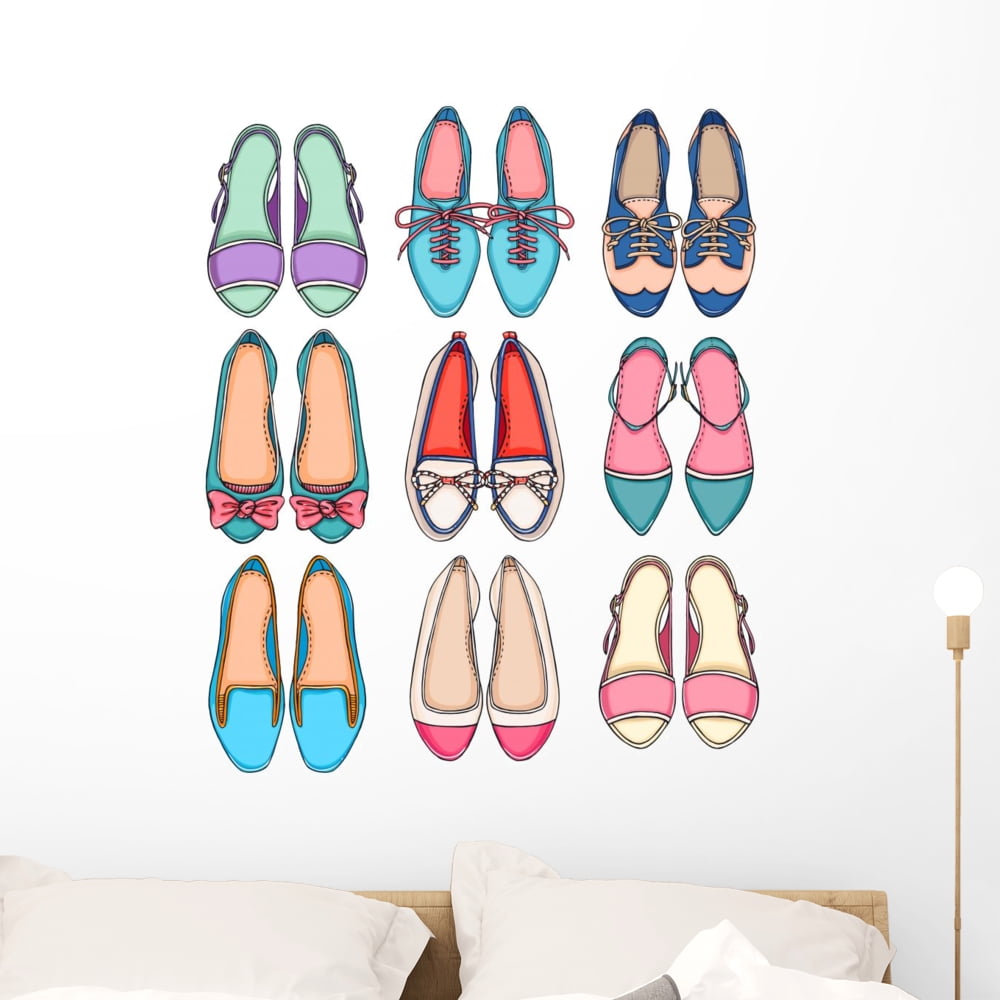 Colorful Fashion Shoes Wall Decal Sticker Set Wallmonkeys Individual ...