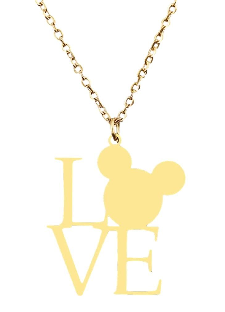 Mickey Mouse Love Goldtone Metal Pendant Necklace - Walmart.com